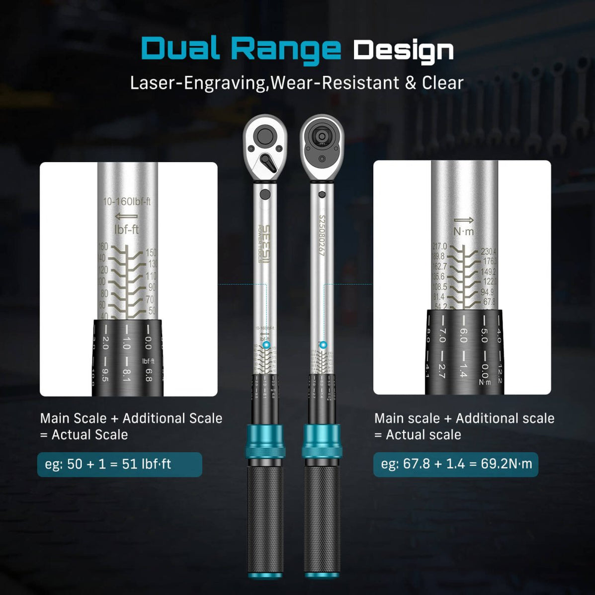 SEESII 3-Piece Torque Wrench Set, 1/4" 3/8" 1/2", 72-Tooth, ±3% Accura ...