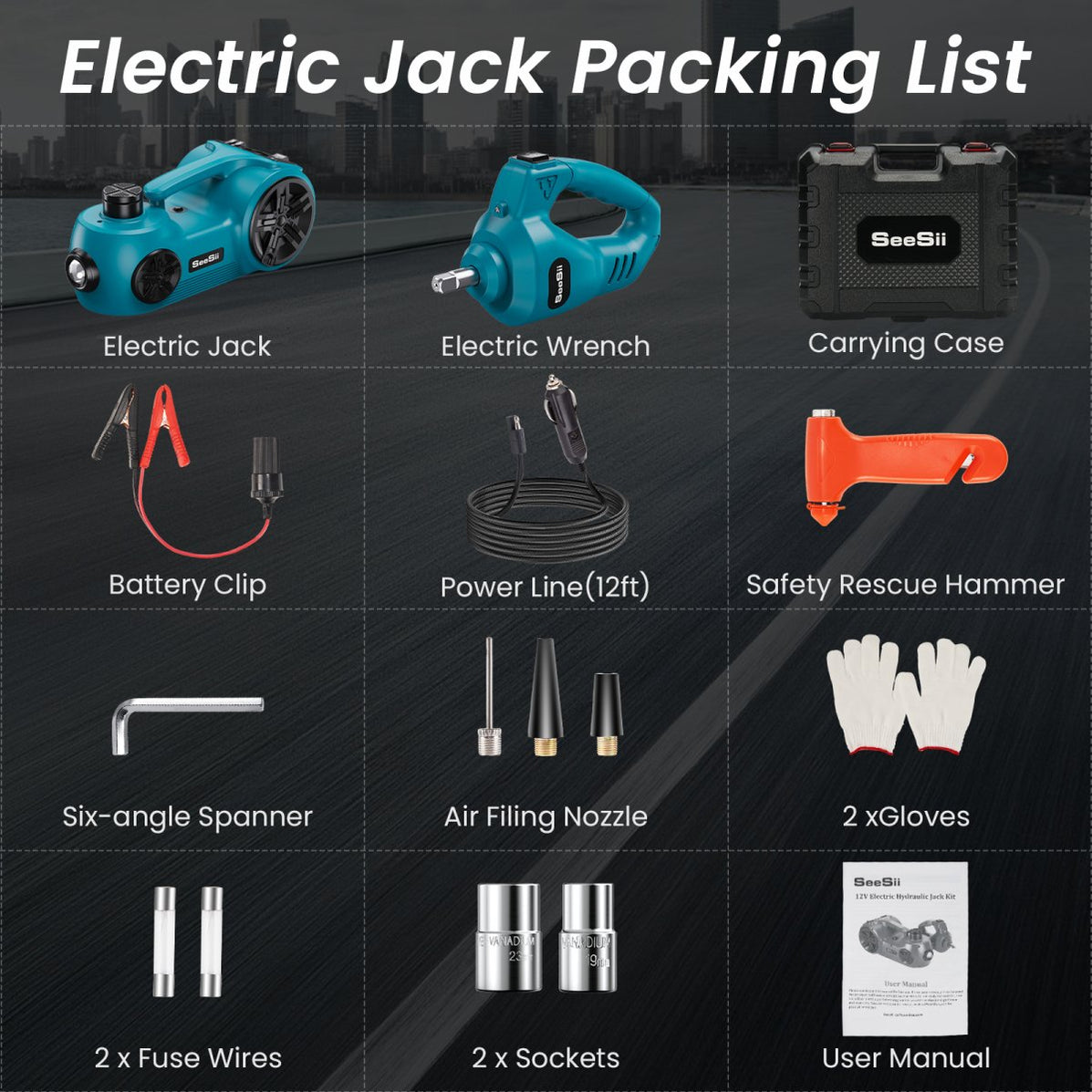 Electric Car Jack丨Portable Car Jack丨Car Jack Kit — SeeSii
