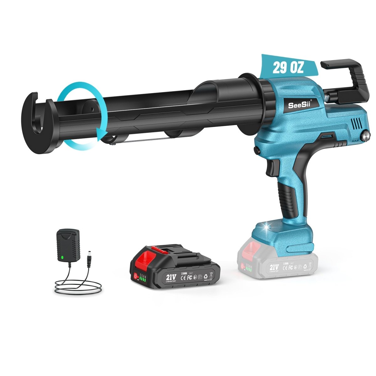 Dewalt Caulking Gun 20v Seesii Cordless Caulking Gun, 2 X 2000mAh ...