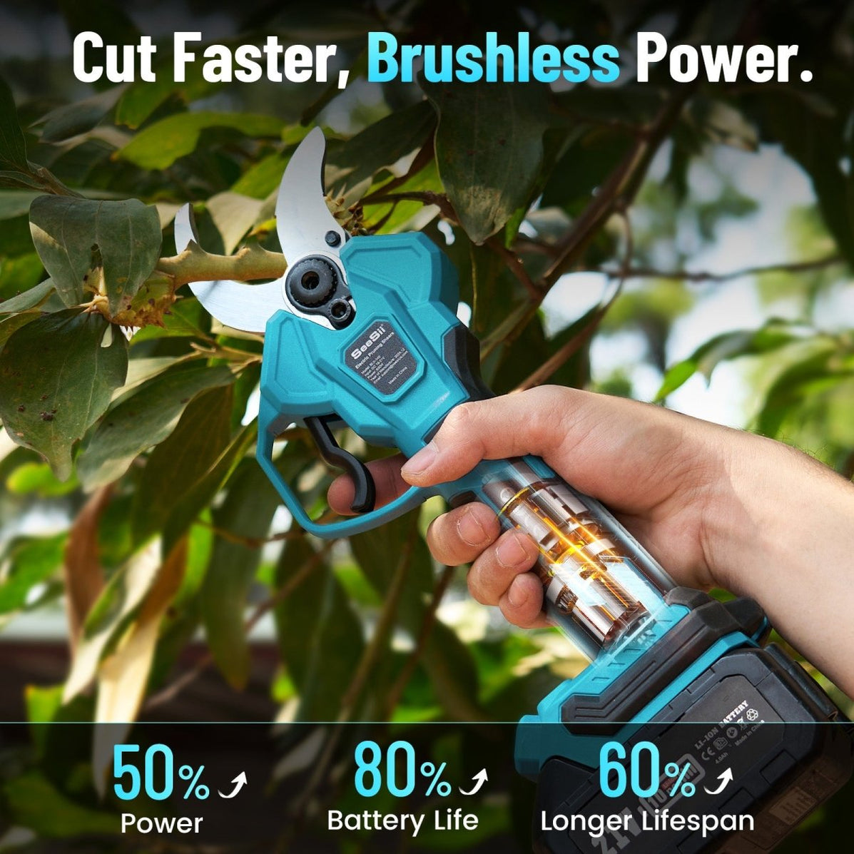 Electric Pruning Shears for Gardening, 1.8" Cordless Power Pruner with ...