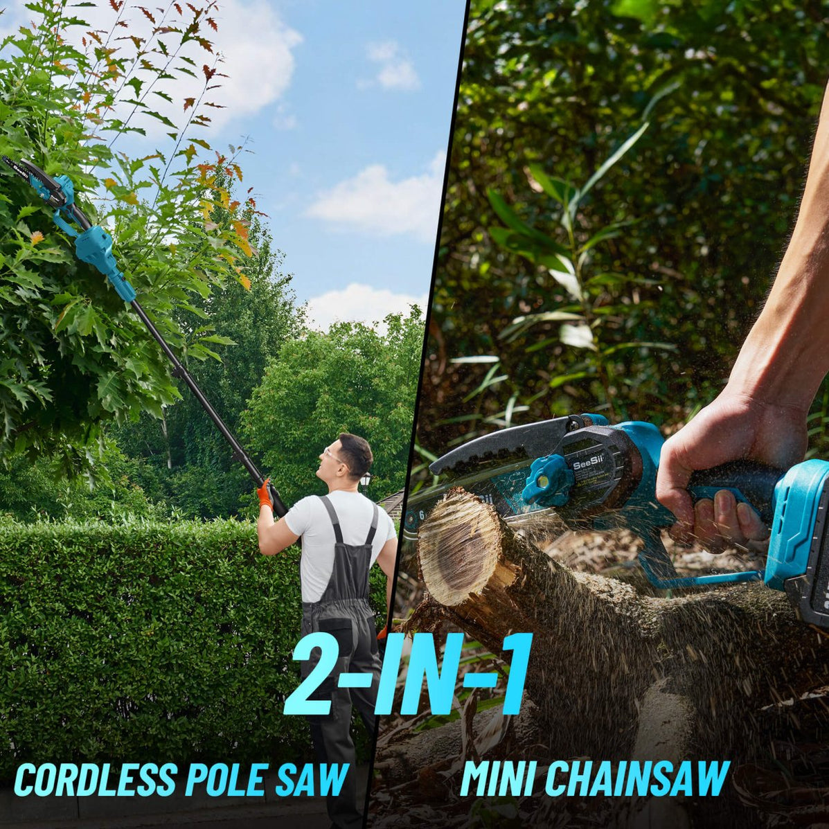 Seesii 2-In-1 Cordless Pole Saw | Mini Chainsaw Combo — SeeSii