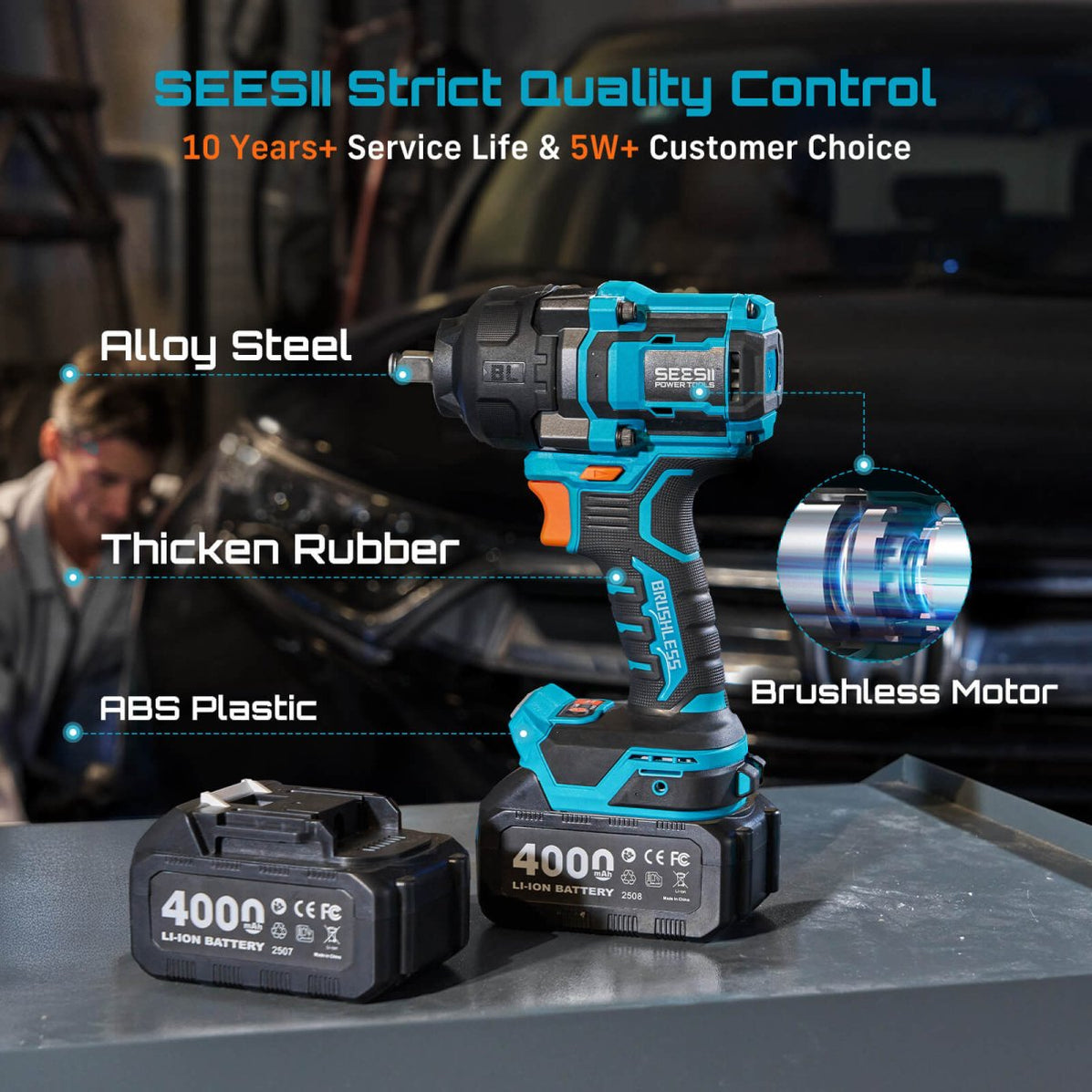 SeeSii WH10 Ultra 1/2″ Cordless Impact Wrench | 1200 N·m Brushless, 21V ...