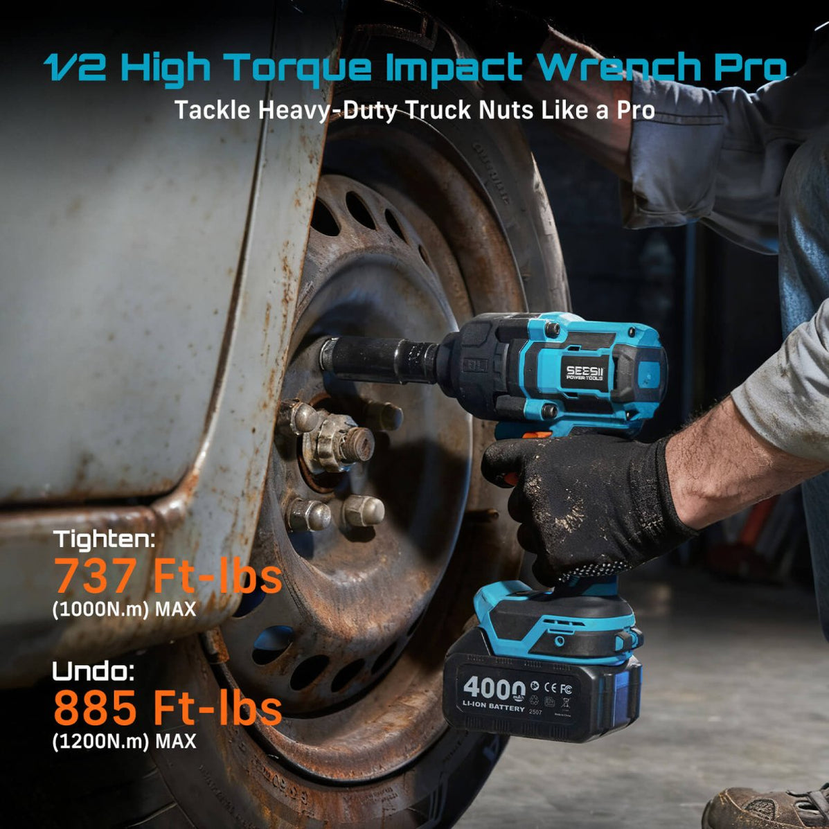 SeeSii WH10 Ultra 1/2″ Cordless Impact Wrench | 1200 N·m Brushless, 21V ...