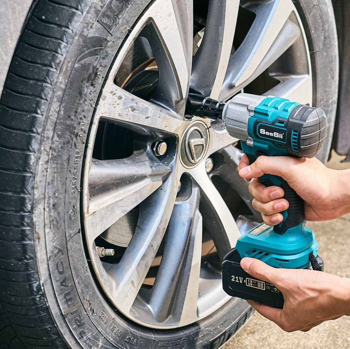 Seesii WH450 3/8" 450N.m Brushless Impact Wrench, 4.0Ah Battery — SeeSii
