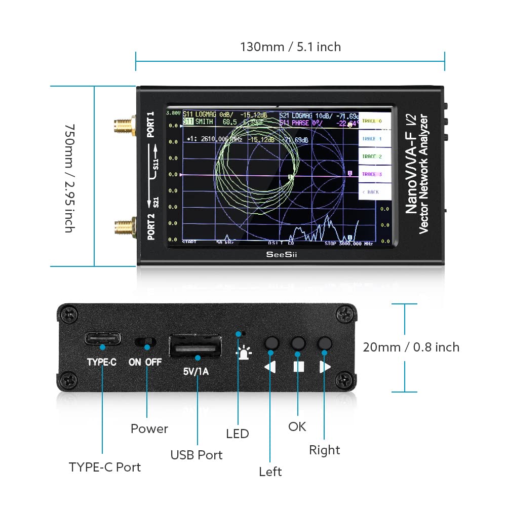 SeeSii NanoVNA-F V2 4.3" Vector Network Analyzer 50kHz–3GHz