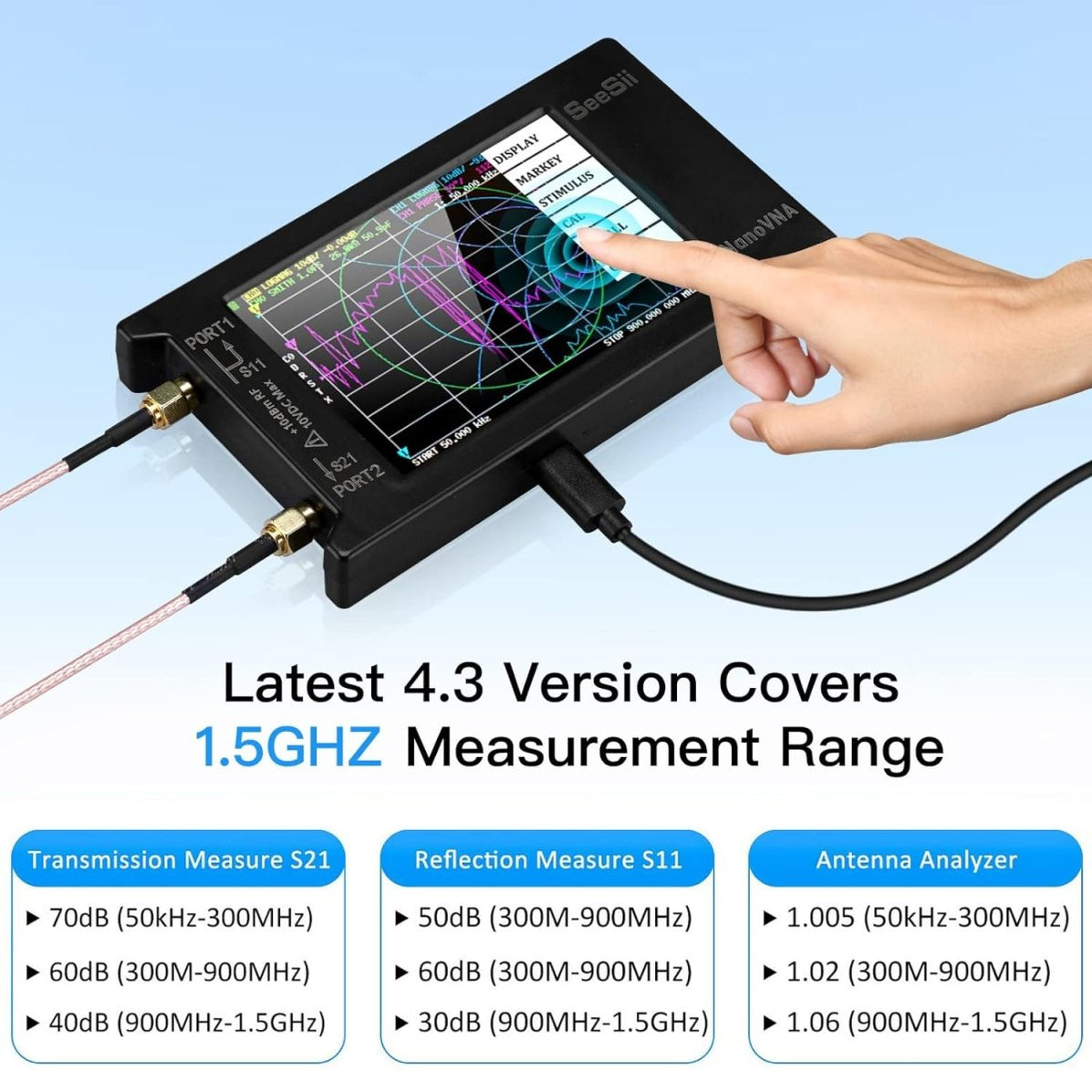SeeSii NanoVNA-H4 Vector Network Analyzer 10kHz–1.5GHz
