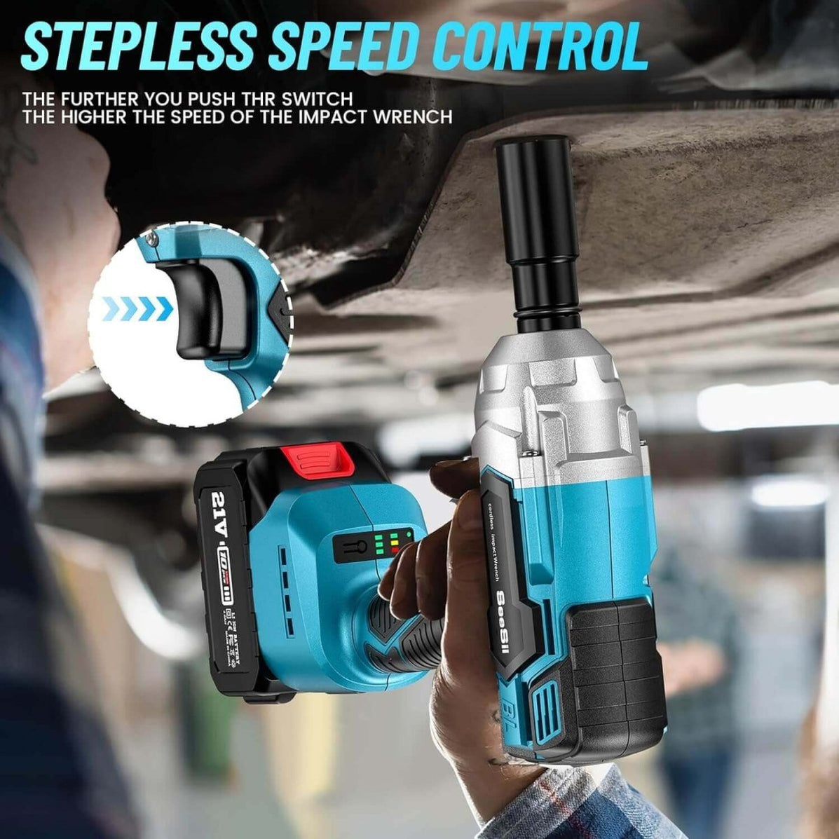 Seesii 1/2 impact wrench with battery and charger — SeeSii